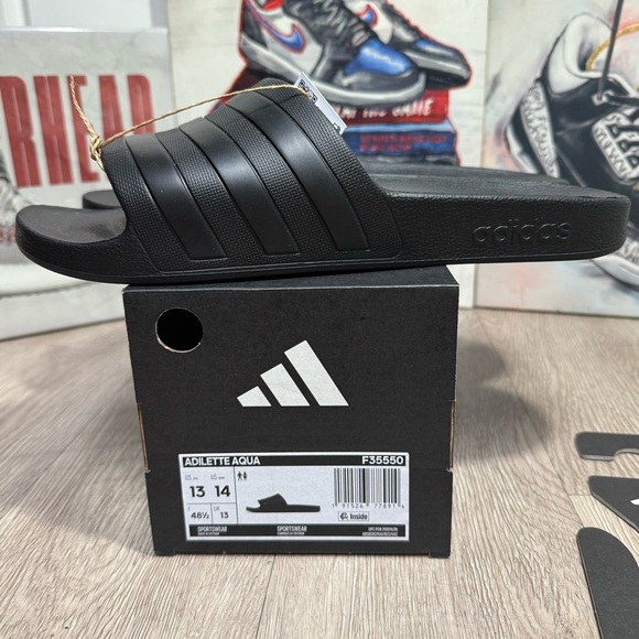adidas | Shoes | New Adidas Adilette Aqua Black Slide Sandals Mens ...